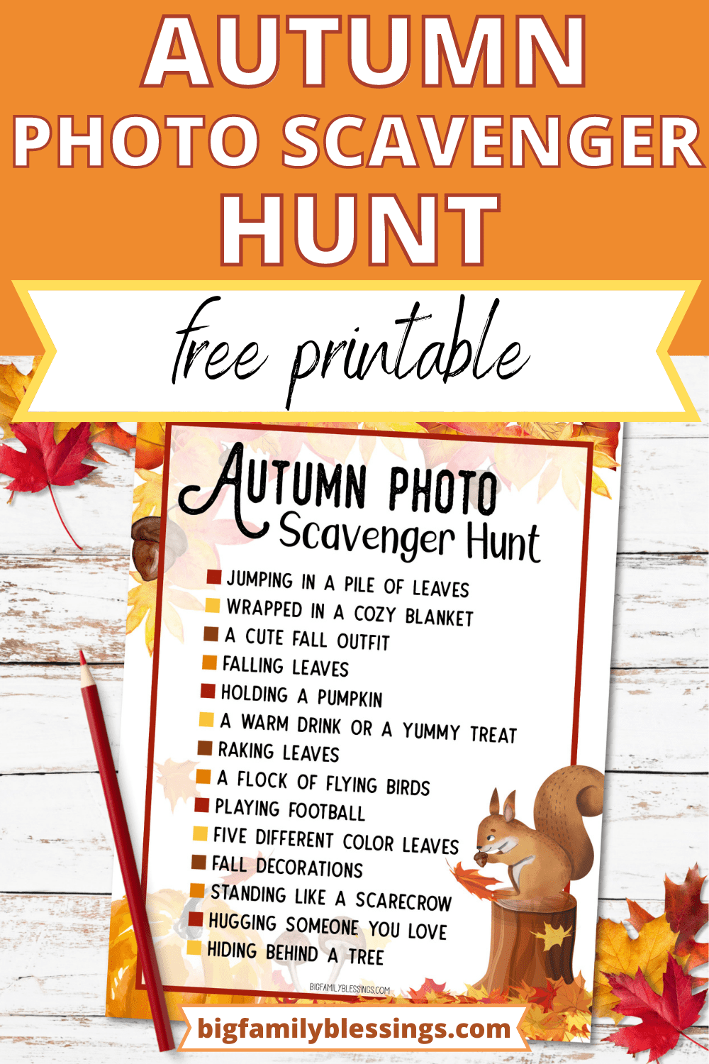Free Printable Autumn Photo Scavenger Hunt - Big Family Blessings