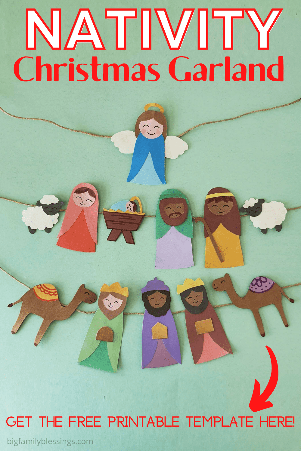 Paper Nativity Garland for Christmas - Big Family Blessings